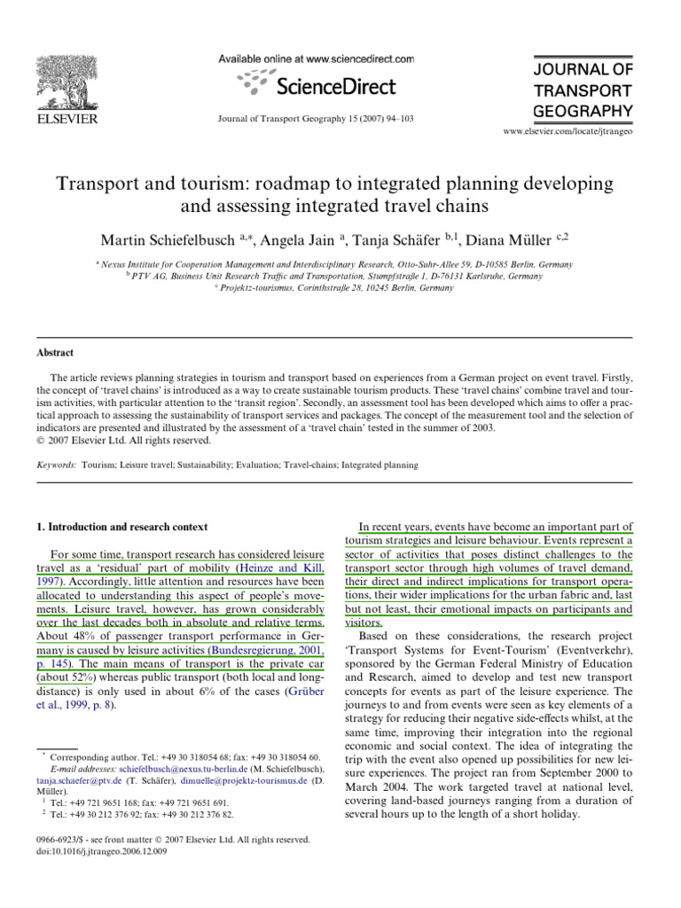 Transport and Tourism Road Map To Integrated Planning | PDF | Tourism ...