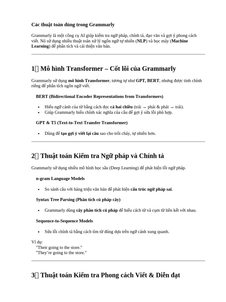 Các thuật toán dùng trong Grammarly | PDF