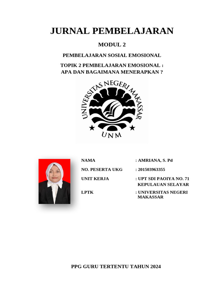 Jurnal Pembelajaran - Modul 2 Pse - Amriana | PDF