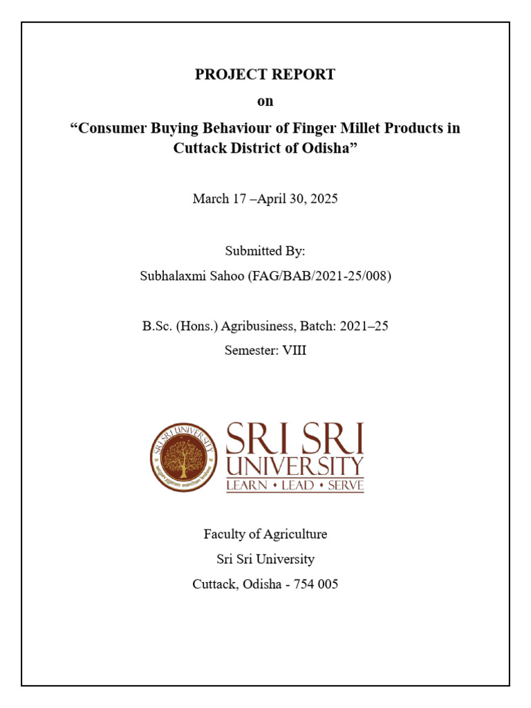 Consumer Behavior in Finger Millet Products | PDF | Agricultural ...