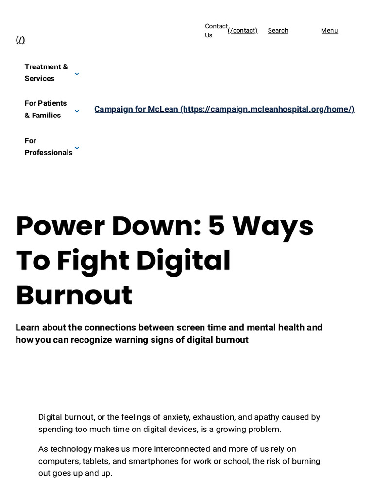 Combatting Digital Burnout Strategies | PDF | Occupational Burnout ...