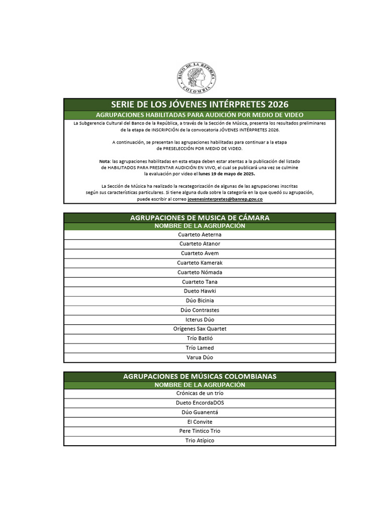 JI 2026 - Habilitados Agrupaciones-1 | PDF | Las artes escénicas ...