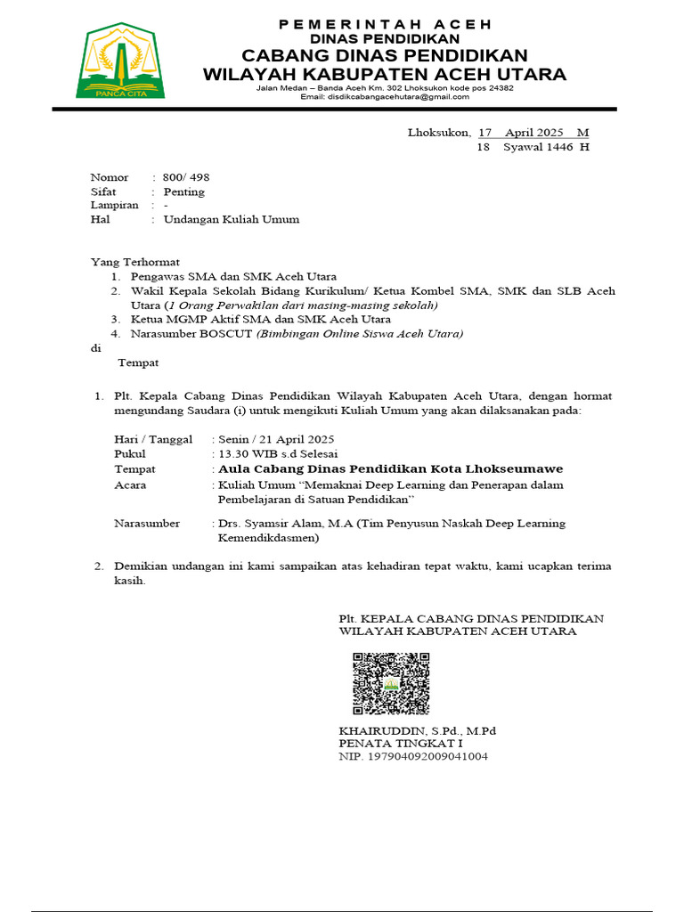 Undangan Kuliah Umum Deep Learning | PDF