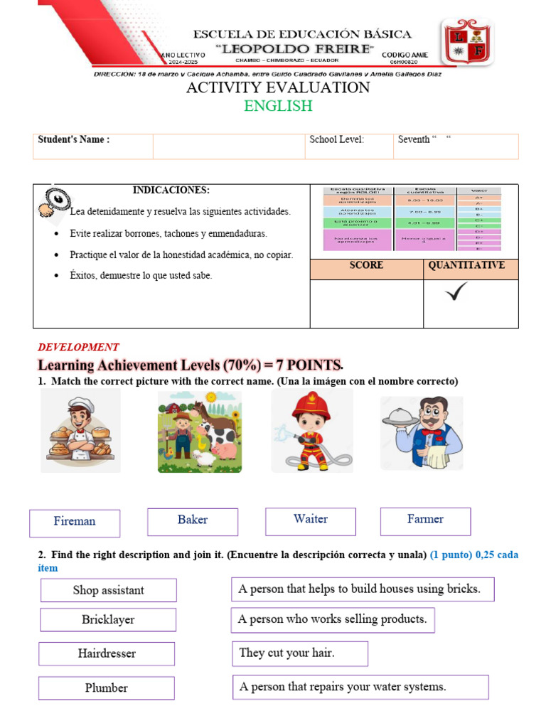 ACT EVALUAT 7th 3trim | PDF