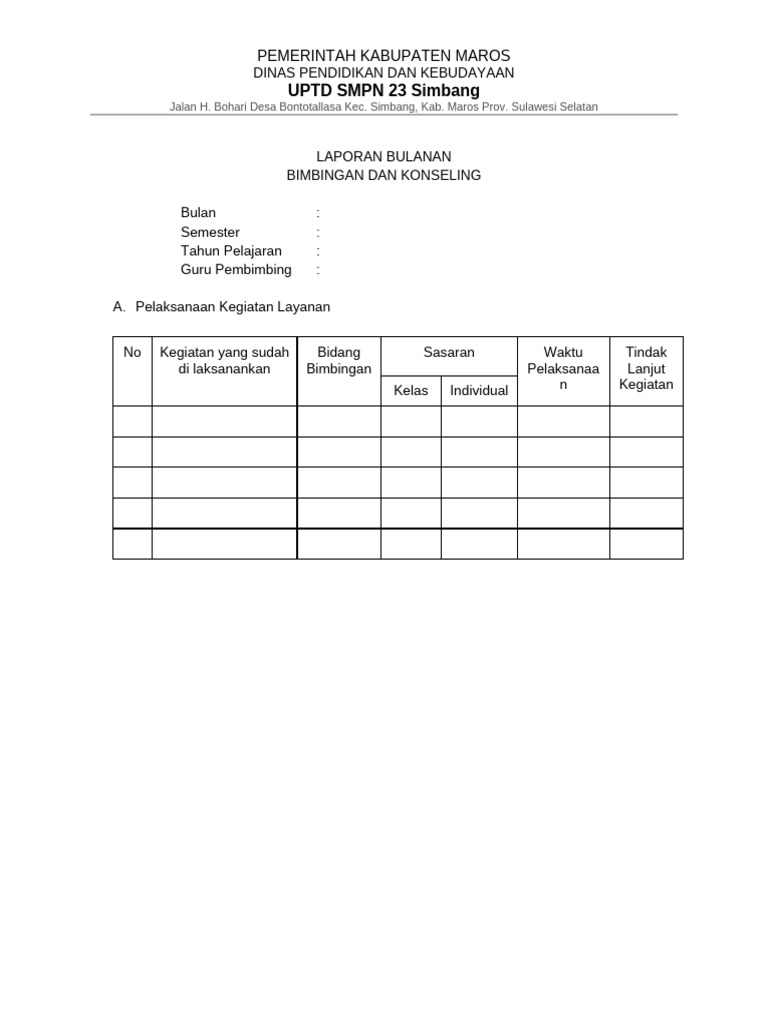 Format Laporan Bulanan | PDF