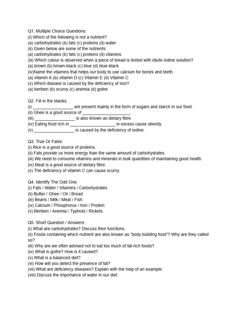 Class 6 Cbse Science Chapter 2 | PDF | Vitamin | Nutrients