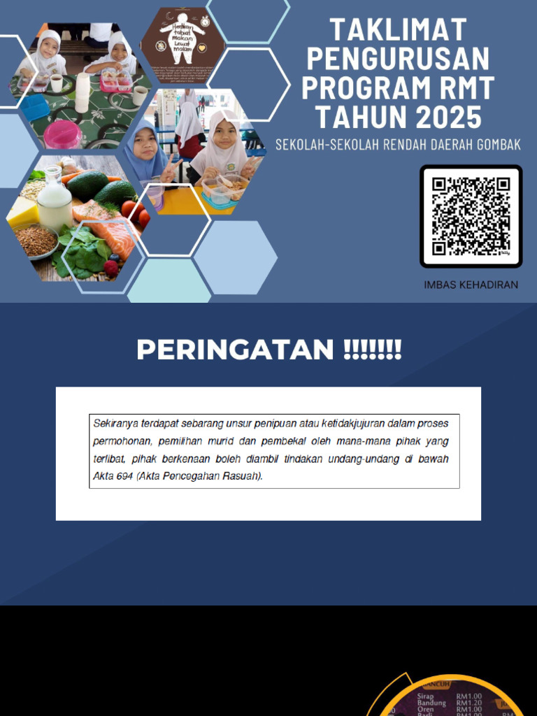 Slaid Taklimat Pengurusan RMT 2025 | PDF
