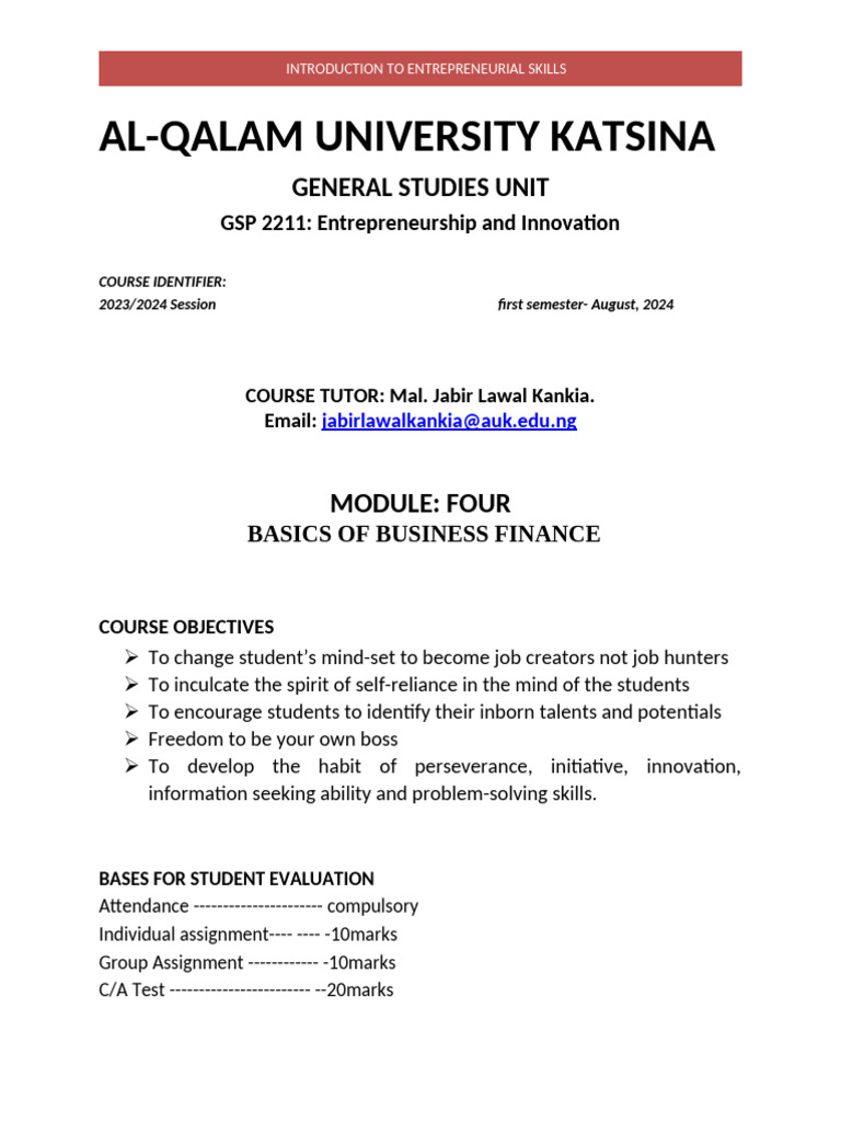 Module 4 Basics of Business Finance 100013 | PDF | Bookkeeping | Debits And Credits