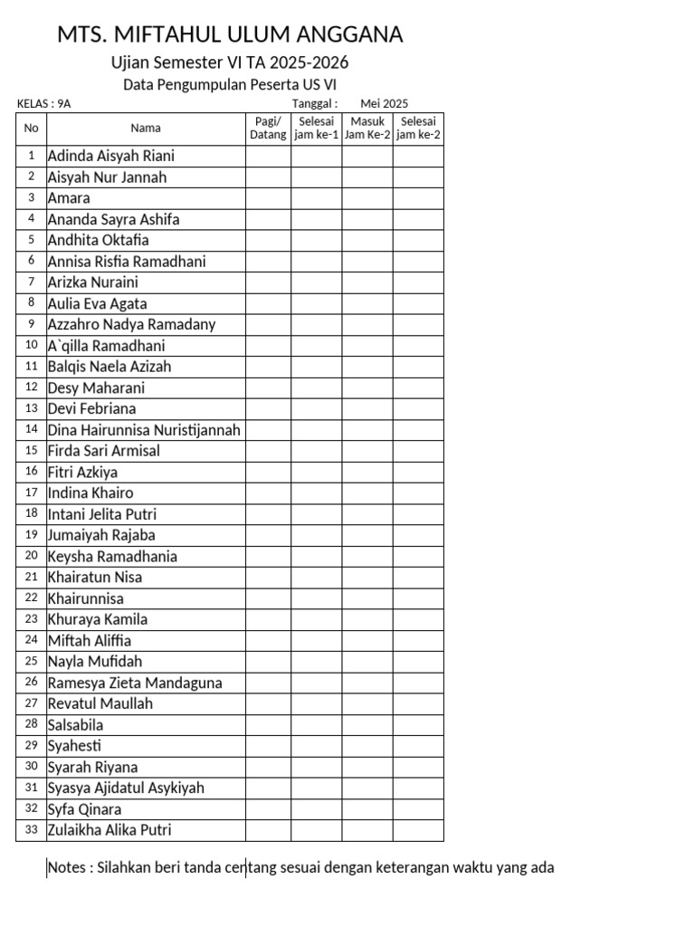 Data Absen HP Simulasi | PDF