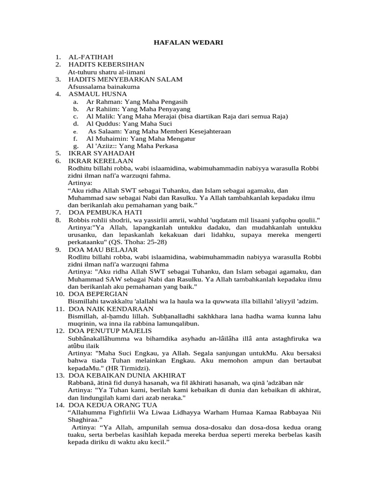 Hafalan Wedari | PDF
