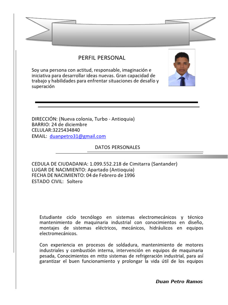 Hoja de Vida Duan Petro | PDF