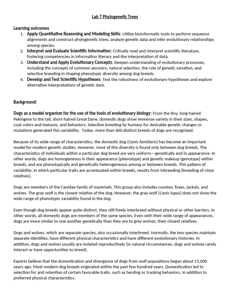 Lab 7 Molecular Phylogeny Manual | PDF | Mitochondrial Dna | Phylogenetics