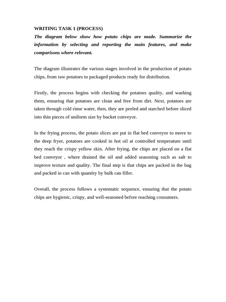 Potato Chips Manufacturing Process | PDF