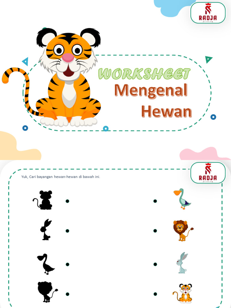 Worksheet Kognitif Mengenal Hewan TK | PDF