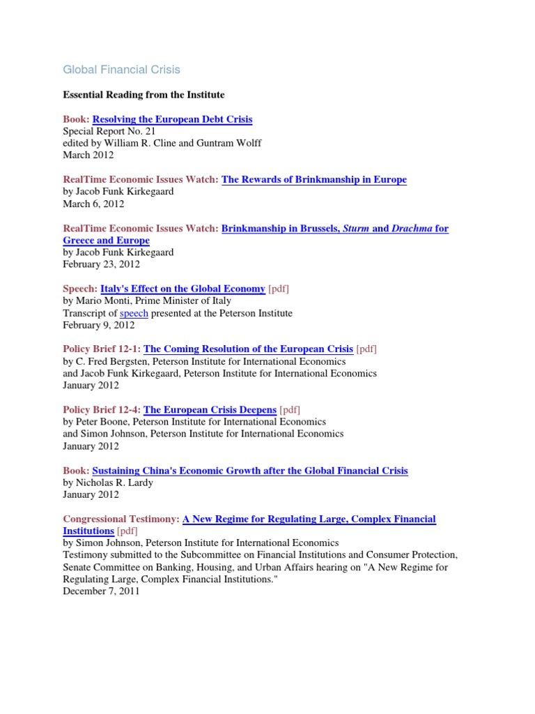 Global Financial Crisis | PDF | Financial Markets | Stocks