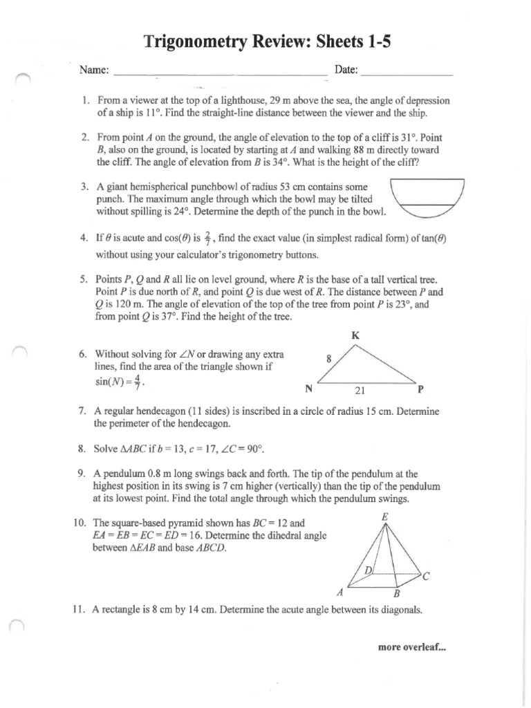 Trig Review 1-5 | PDF