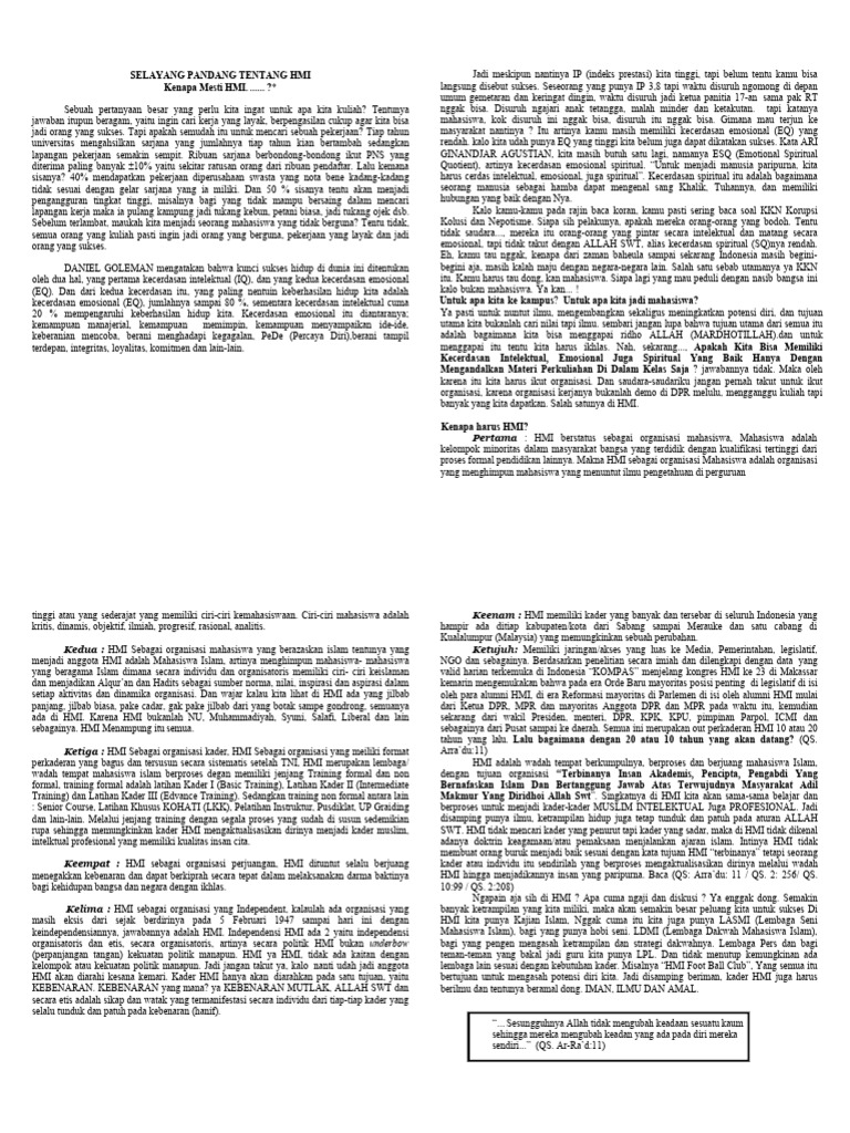 Selayang Pandang HMI | PDF