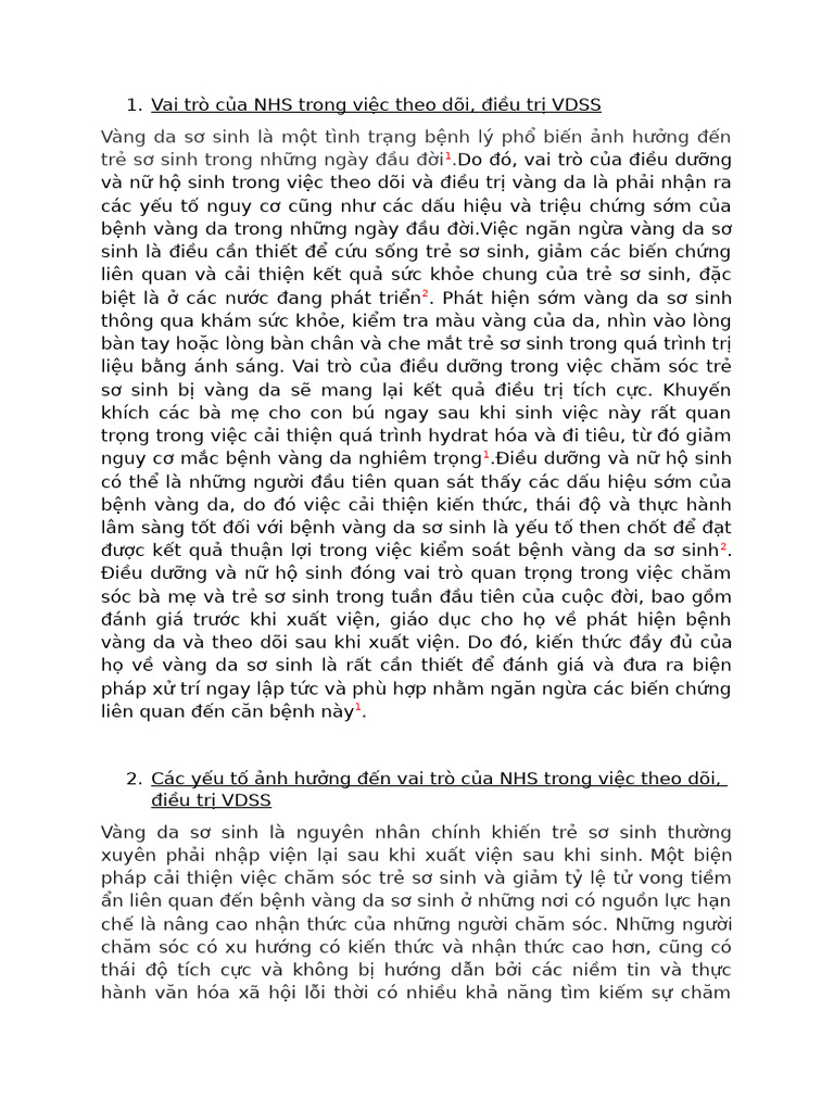 vai trò NHS chuyên đề VDSS | PDF