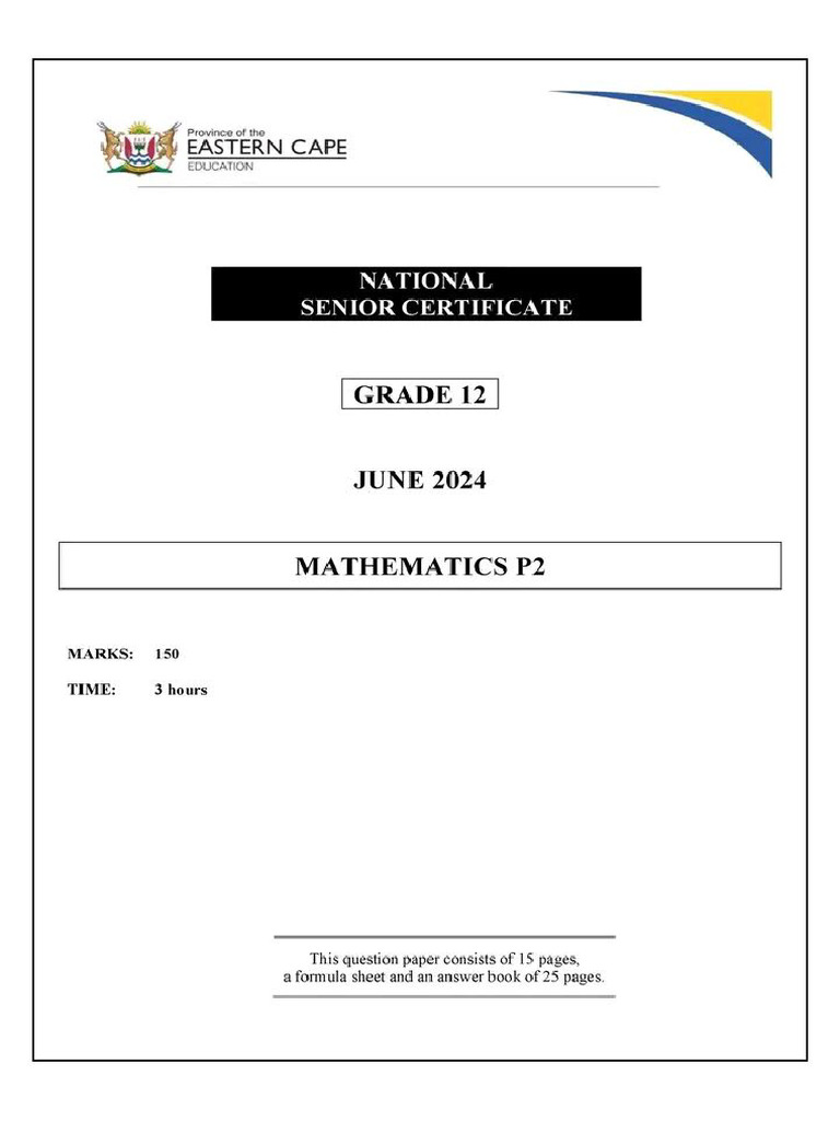 Mathematics June 2024 P2 | PDF