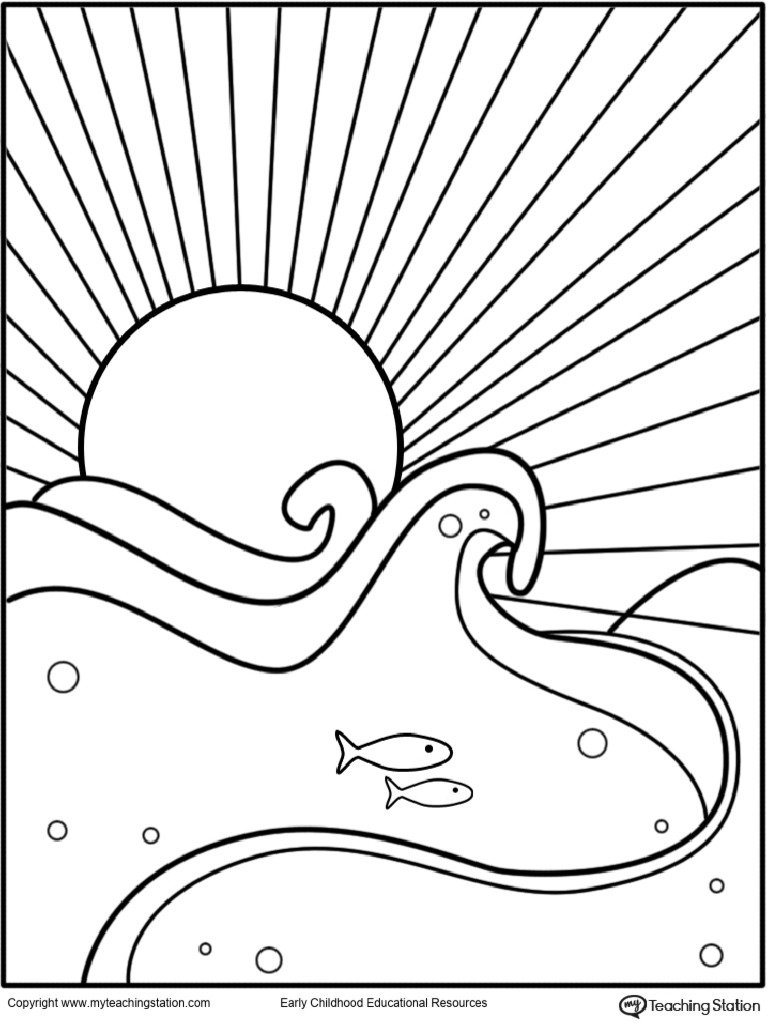 Beach Sun Summer Coloring Page | PDF