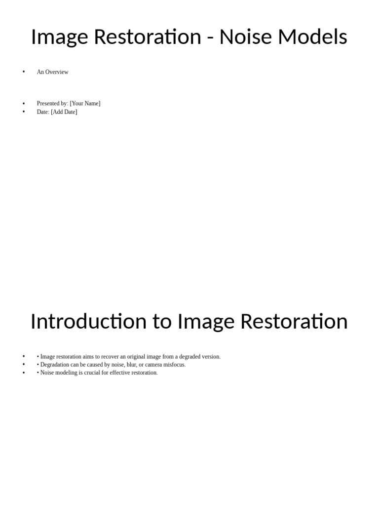 Image Restoration Noise Models | PDF