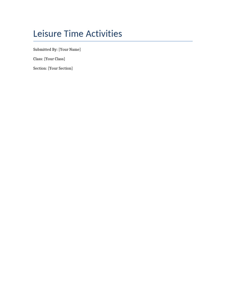 Exploring Leisure Time Activities | PDF | Hobbies | Leisure