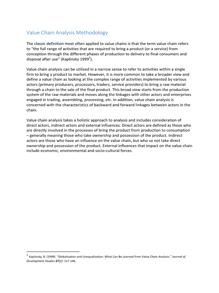 Value Chain Methodology | PDF | Governance | Agriculture