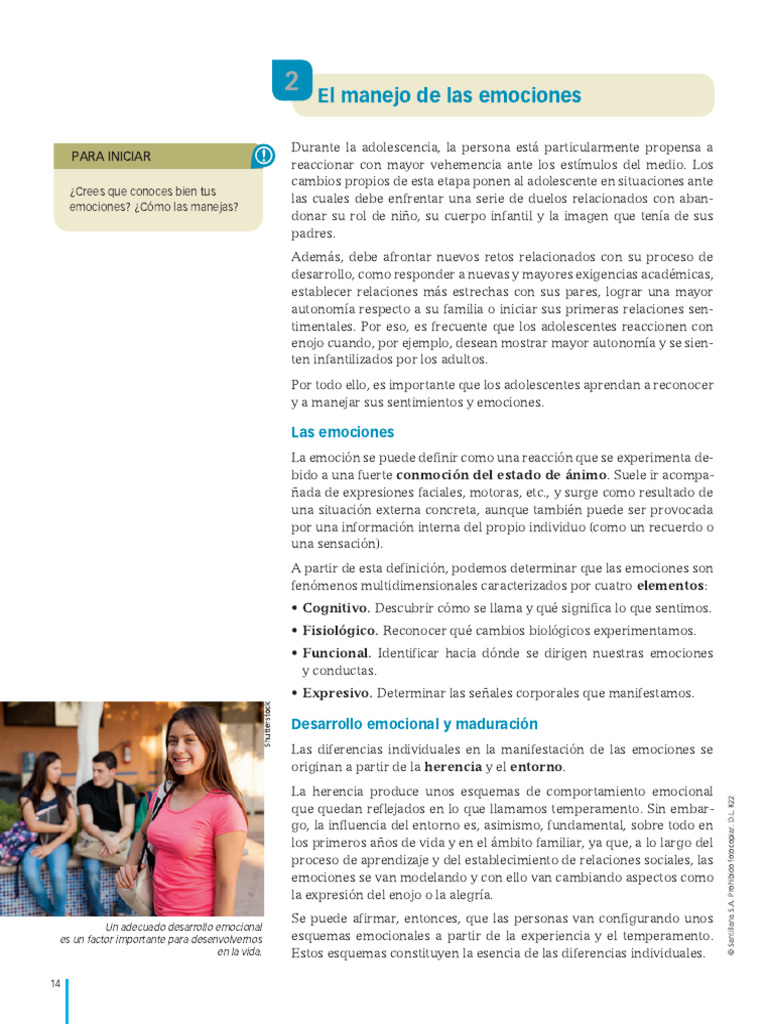 Manejo de emociones en adolescentes | PDF | Las emociones ...