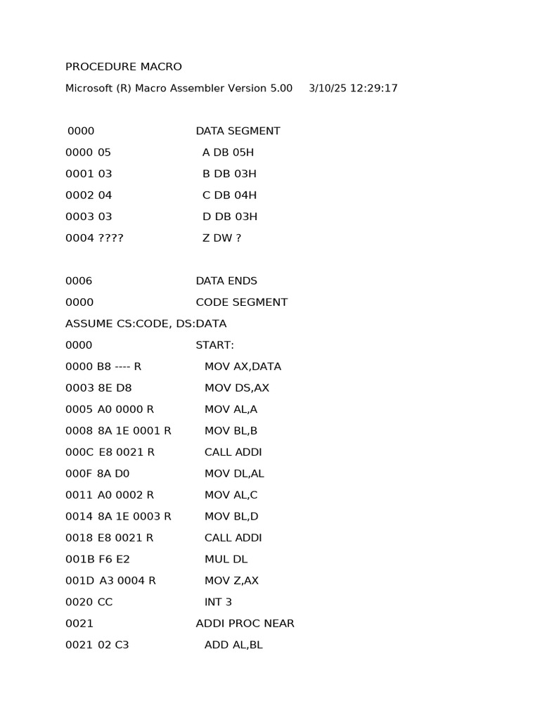 Procedure Macro | PDF