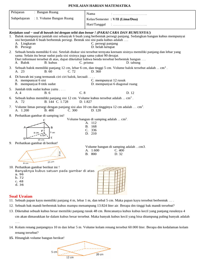 PH MTK 1 Bangun Ruang | PDF