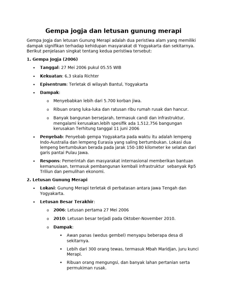 Gempa Jogja Dan Letusan Gunung Merapi | PDF