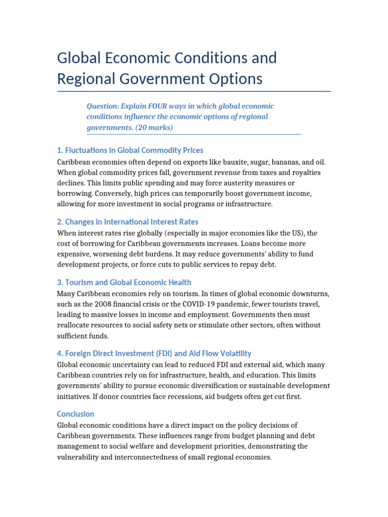Global Economic Influences On Caribbean Governments | PDF