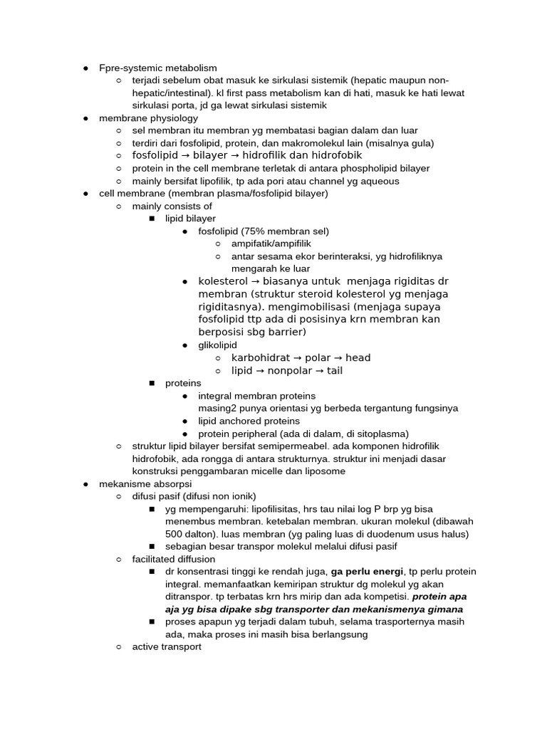 Anatomi Fisiologi Membran | PDF