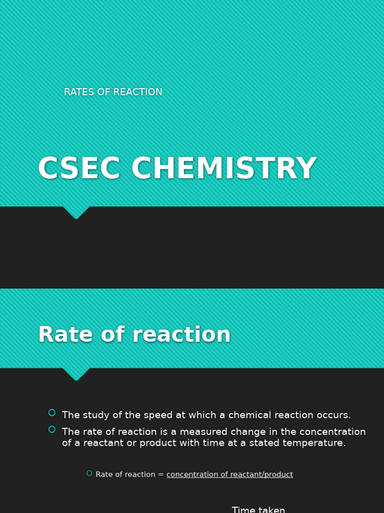 CSEC CHEMISTRY- Rates of Reaction | PDF | Reaction Rate | Chemical ...