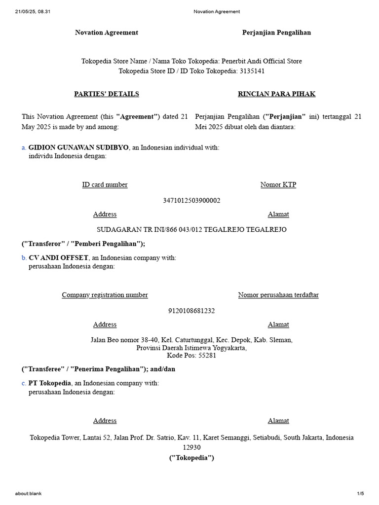 Novation Agreement Test | PDF