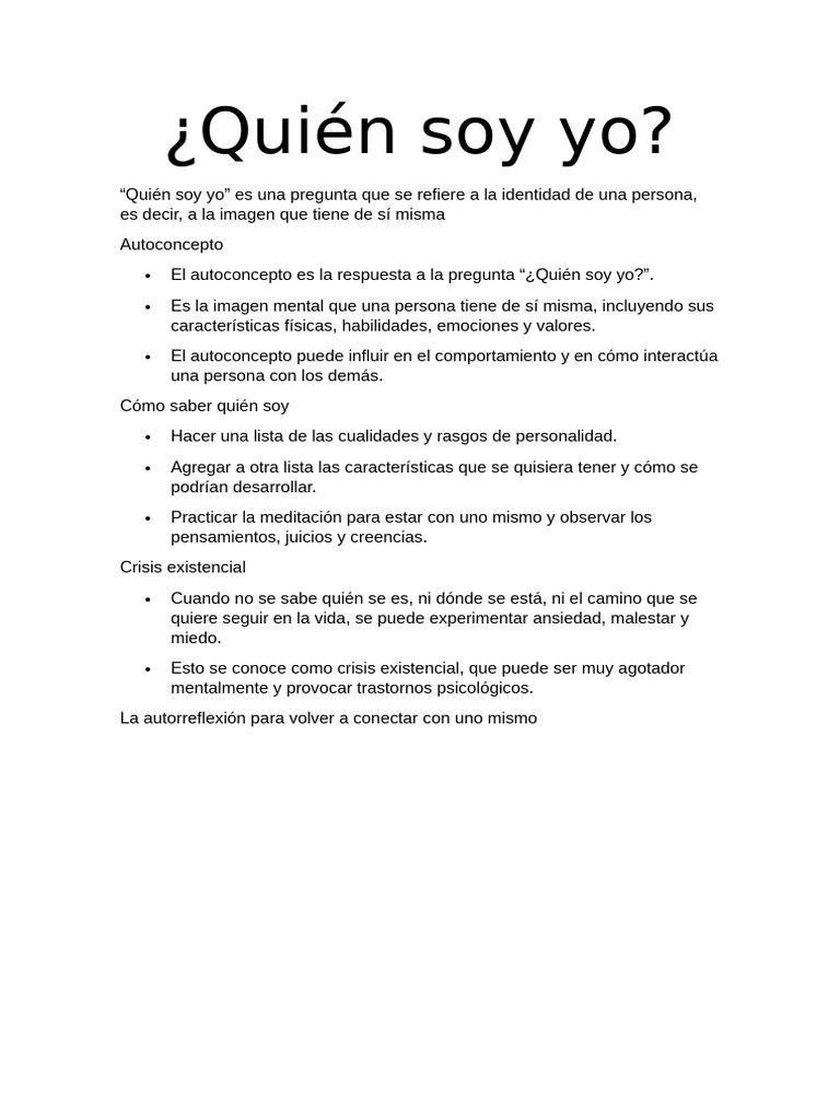 Autoconocimiento: ¿Quién soy yo? | PDF