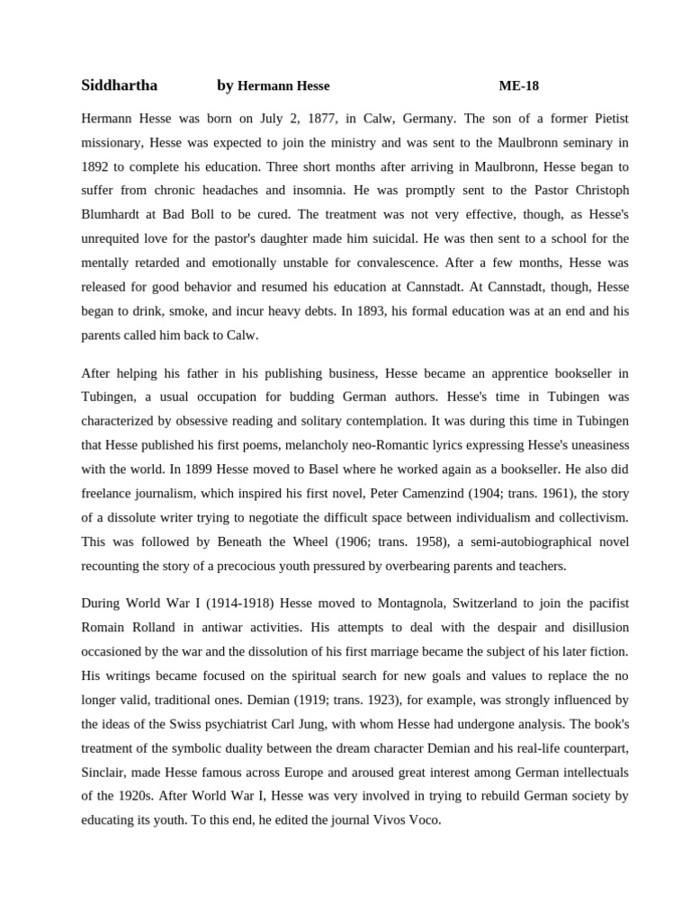 Siddhartha by Hermann Hesse MESiddhartha | PDF | Hermann Hesse | Brahman