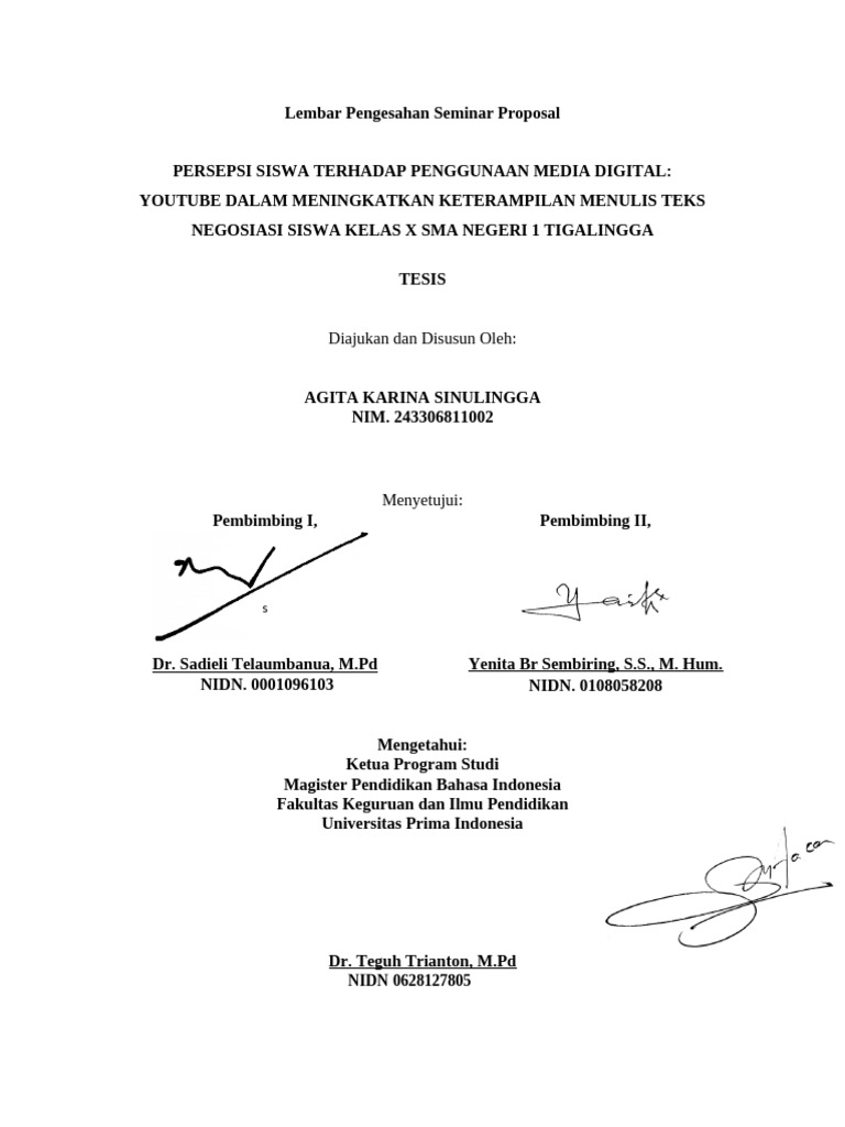 Lembar Pengesahan Seminar Proposal - Agita Karina Sinulingga-1 | PDF