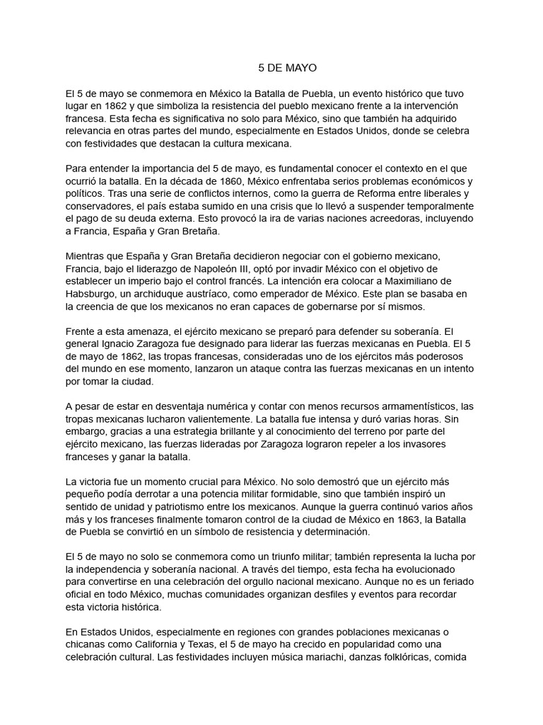 5 de Mayo | PDF | México | Imperio español