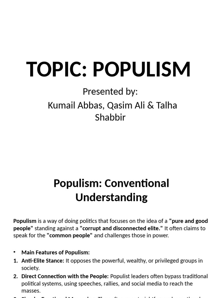 Populism Presentation | PDF | Populism | Political Science