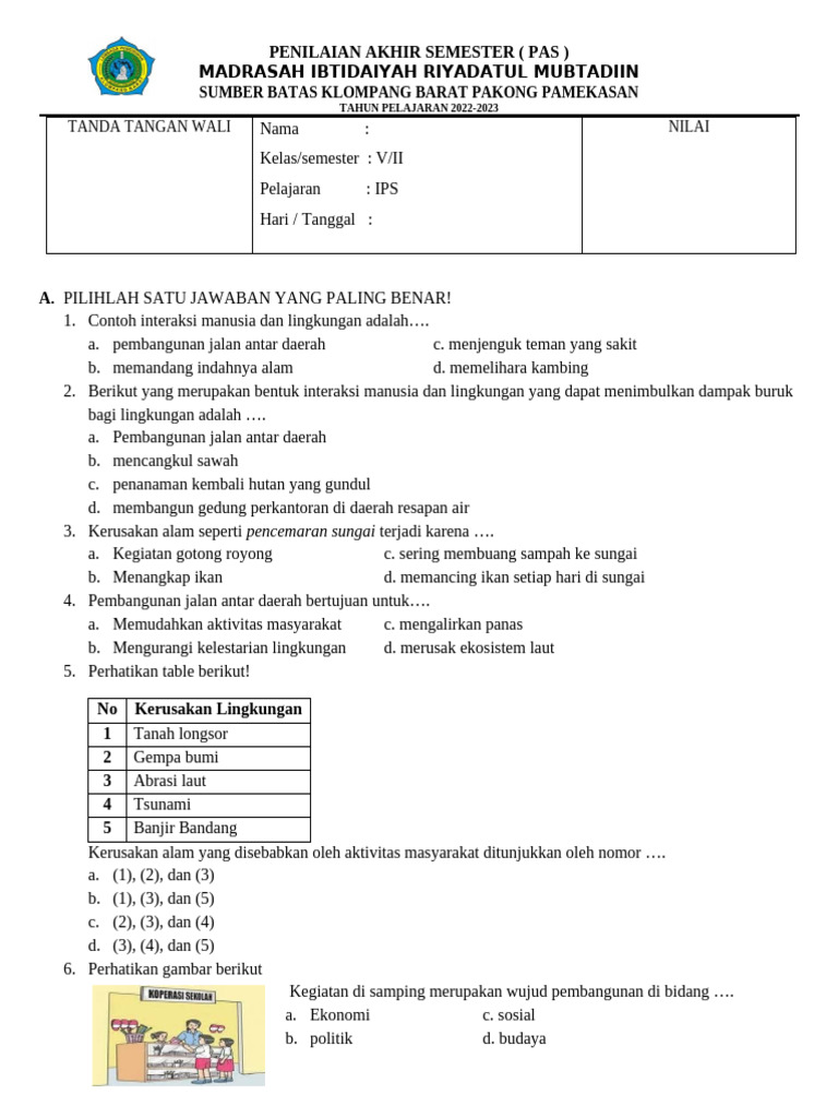 Soal Uas IPS SD | PDF