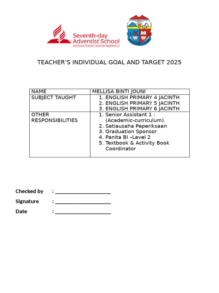TEACHER Goal Individual | PDF
