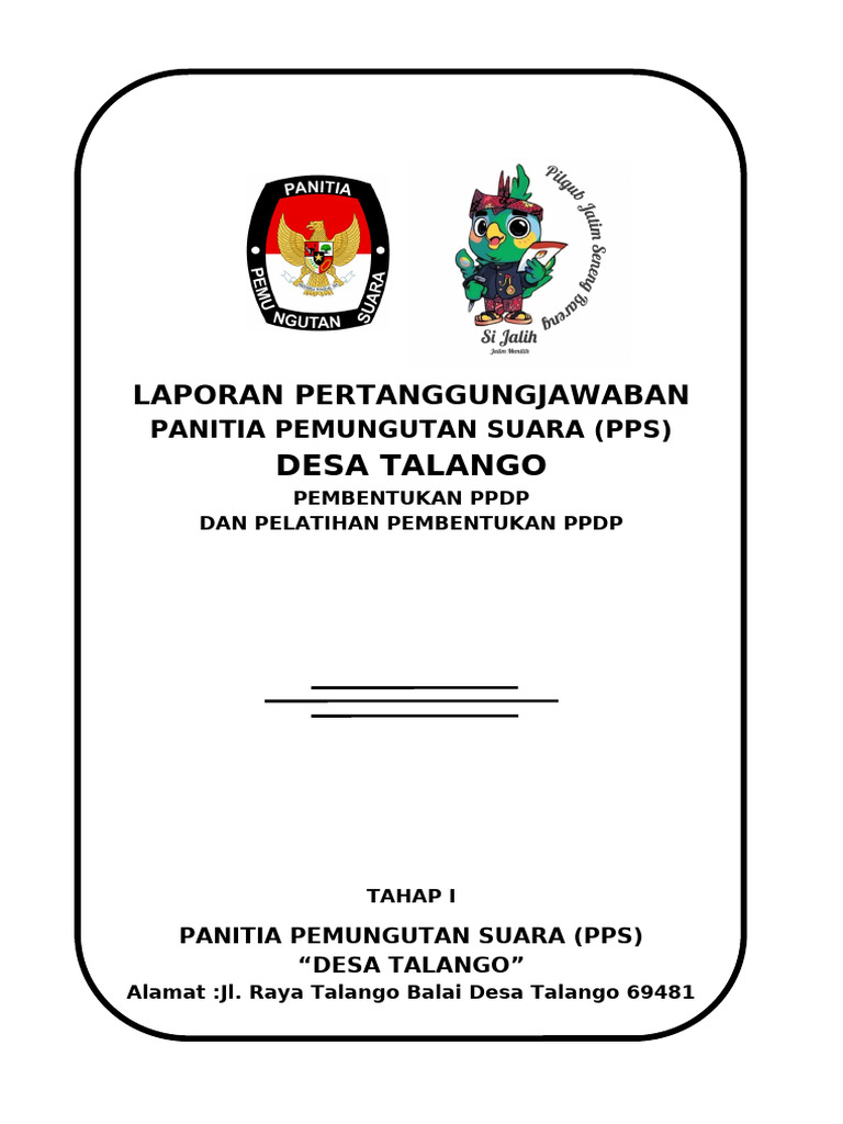 Surat Pertanggung Jawaban (SPJ Desa Talango) Tahap I (Pilgub) | PDF