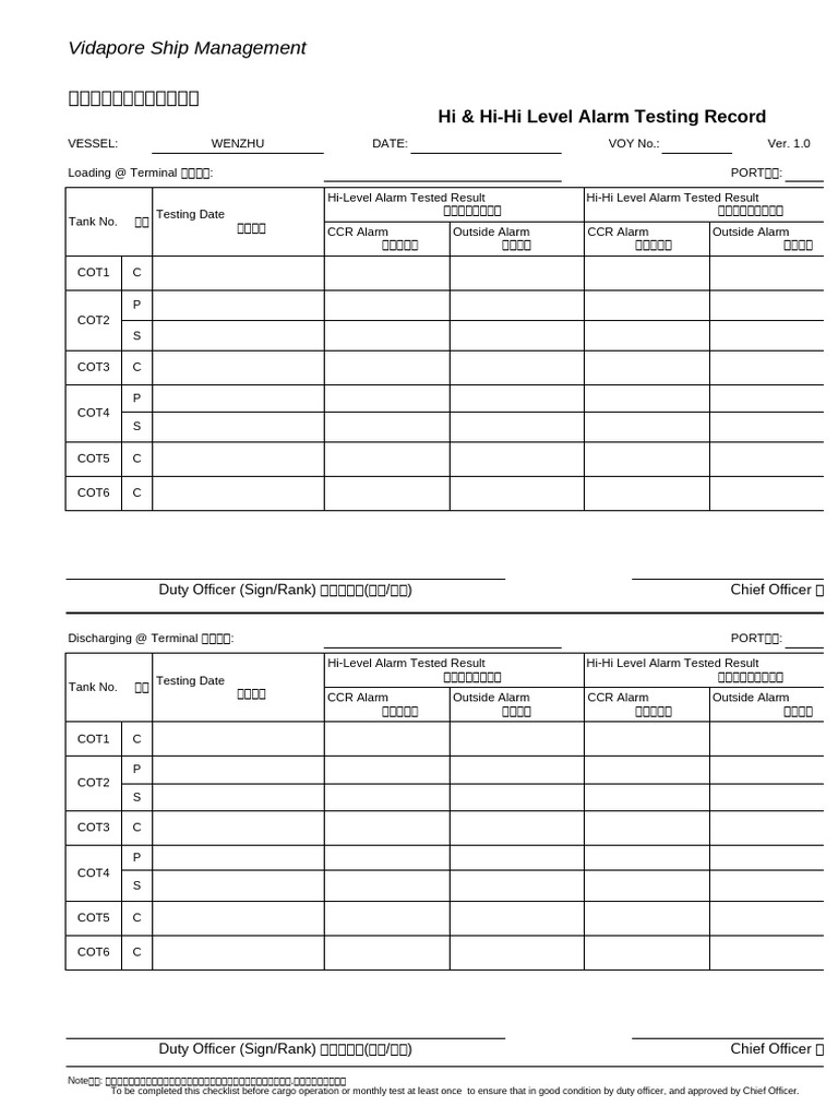 Hi-Hi Level Alarm Test Report | PDF | Shipping | Water Transport