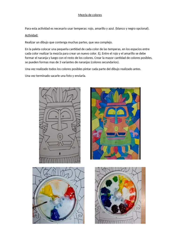 Actividad de Mezcla de Colores con Temperas | PDF