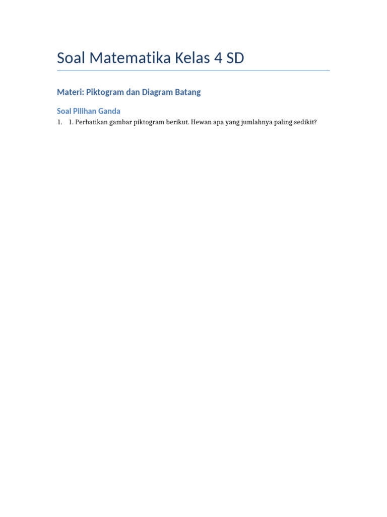 Contoh Soal Piktogram Matematika SD | PDF