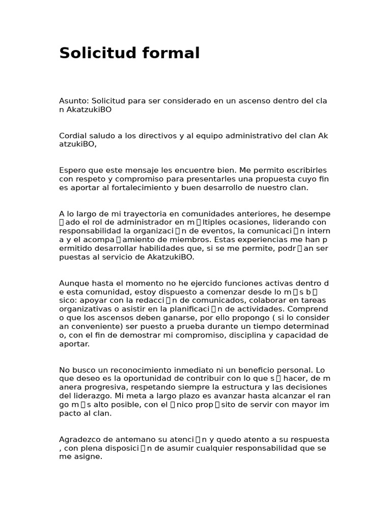 Solicitud Formal | PDF