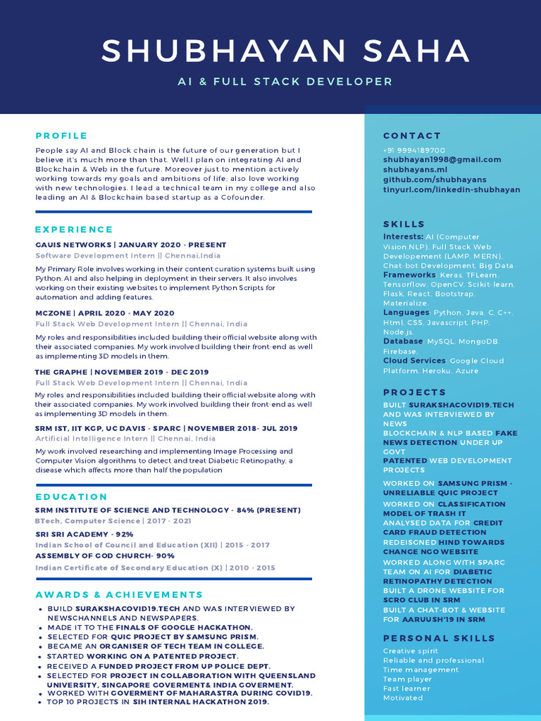 ShubhayanS Resume-Compressed | PDF | Computing | Software Engineering