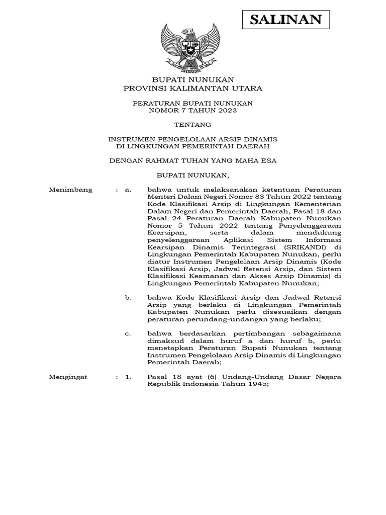 4 PERBUP 7 Instrumen Kearsipan | PDF