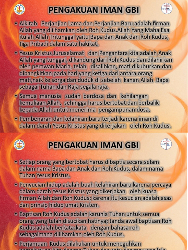 Pengakuan Iman Gbi | PDF